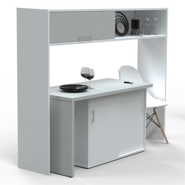 Pivot Desk with overhead standing shelf in Folkstone Grey or Coimbra ...