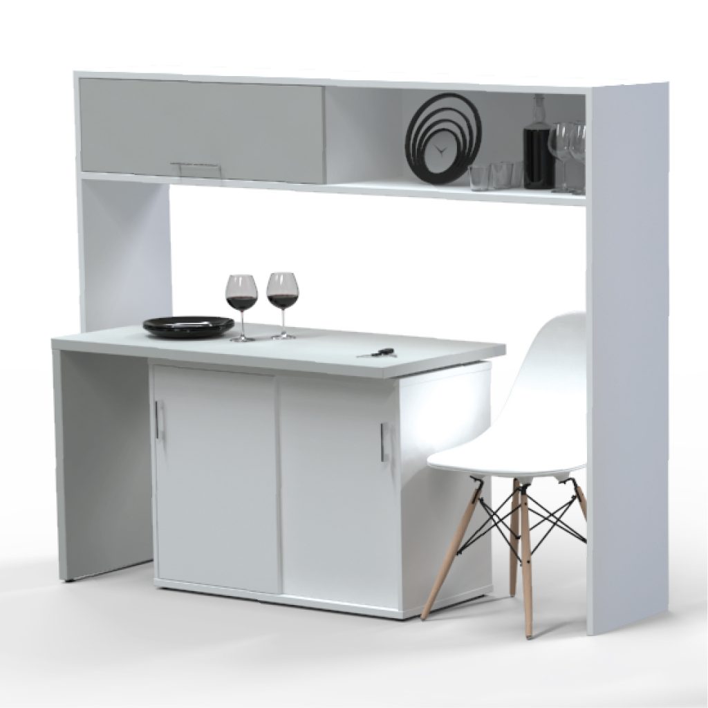 Pivot Desk with overhead standing shelf in Folkstone Grey or Coimbra ...